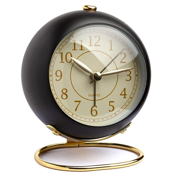 Retro Backlight Cute Desk Clock with Night Light - Black | at Mighty Ape NZ