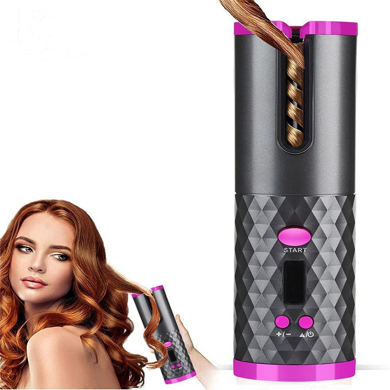 Buy Wireless Auto-Rotating Ceramic Hair Curler - Grey/Purple at Mighty ...