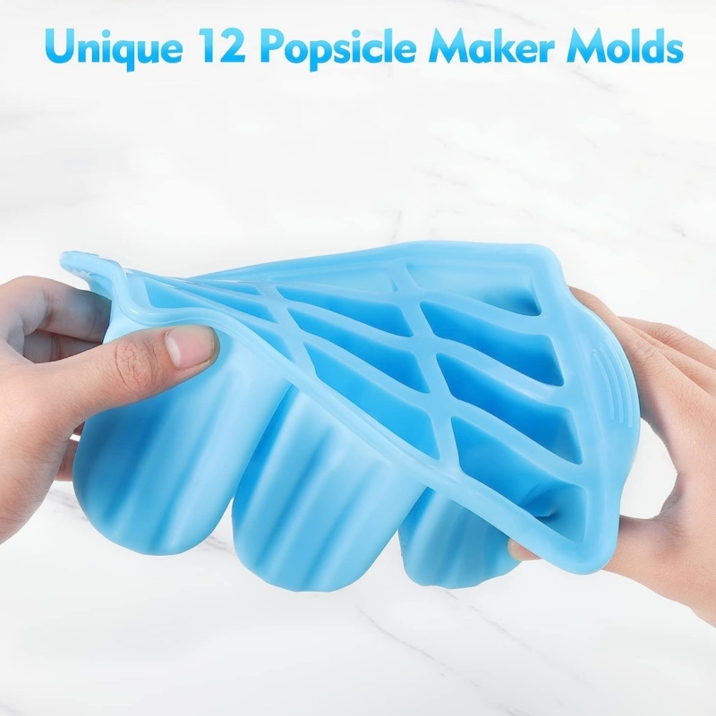 BPA-Free Silicone Popsicle Molds 12-Piece Set - Blue | at Mighty Ape NZ