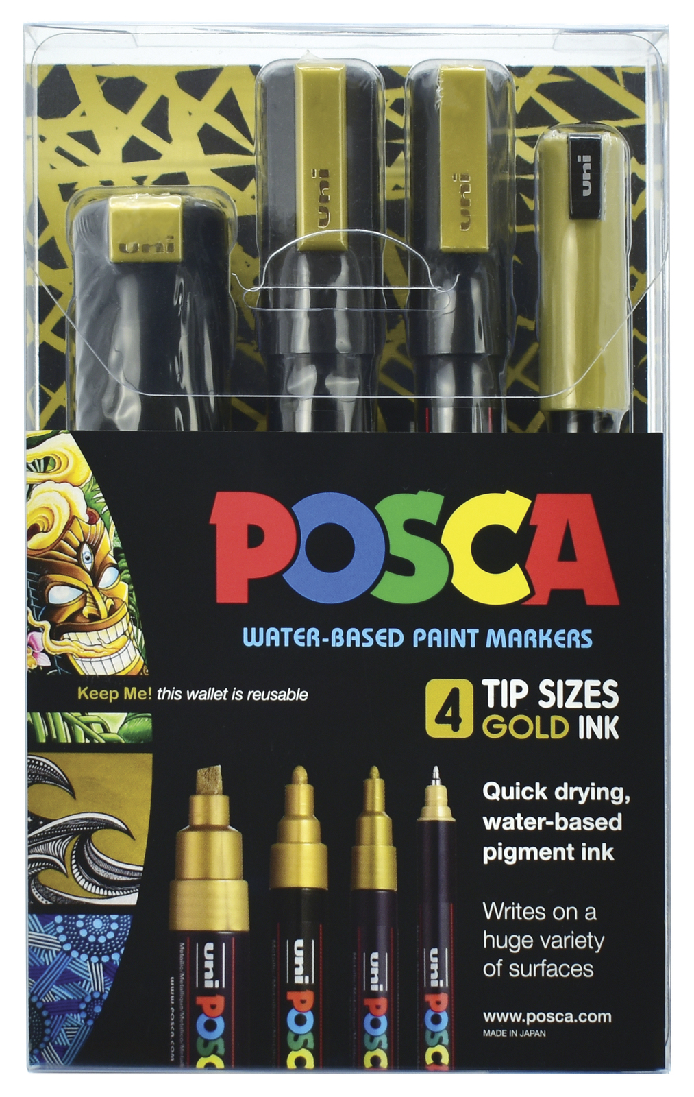 Buy Uni Posca Marker Gold Set Pack of 4 Tip Sizes at Mighty Ape NZ