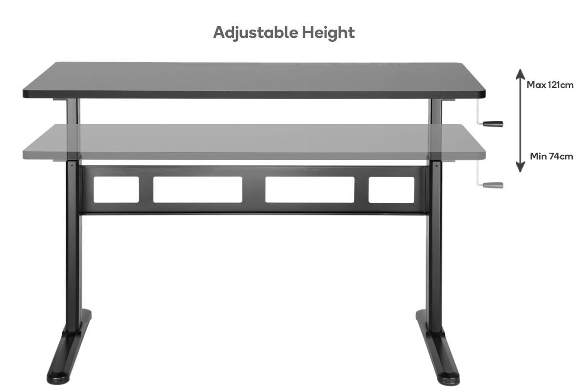 Buy Ergolux Wind-Up Height Adjustable Sit Stand Desk (Black) at Mighty ...