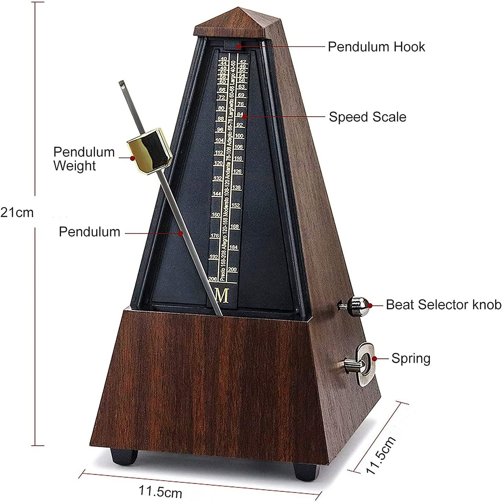 Royale Pyramid Mechanical Metronome - Woodgrain Brown | at Mighty Ape NZ