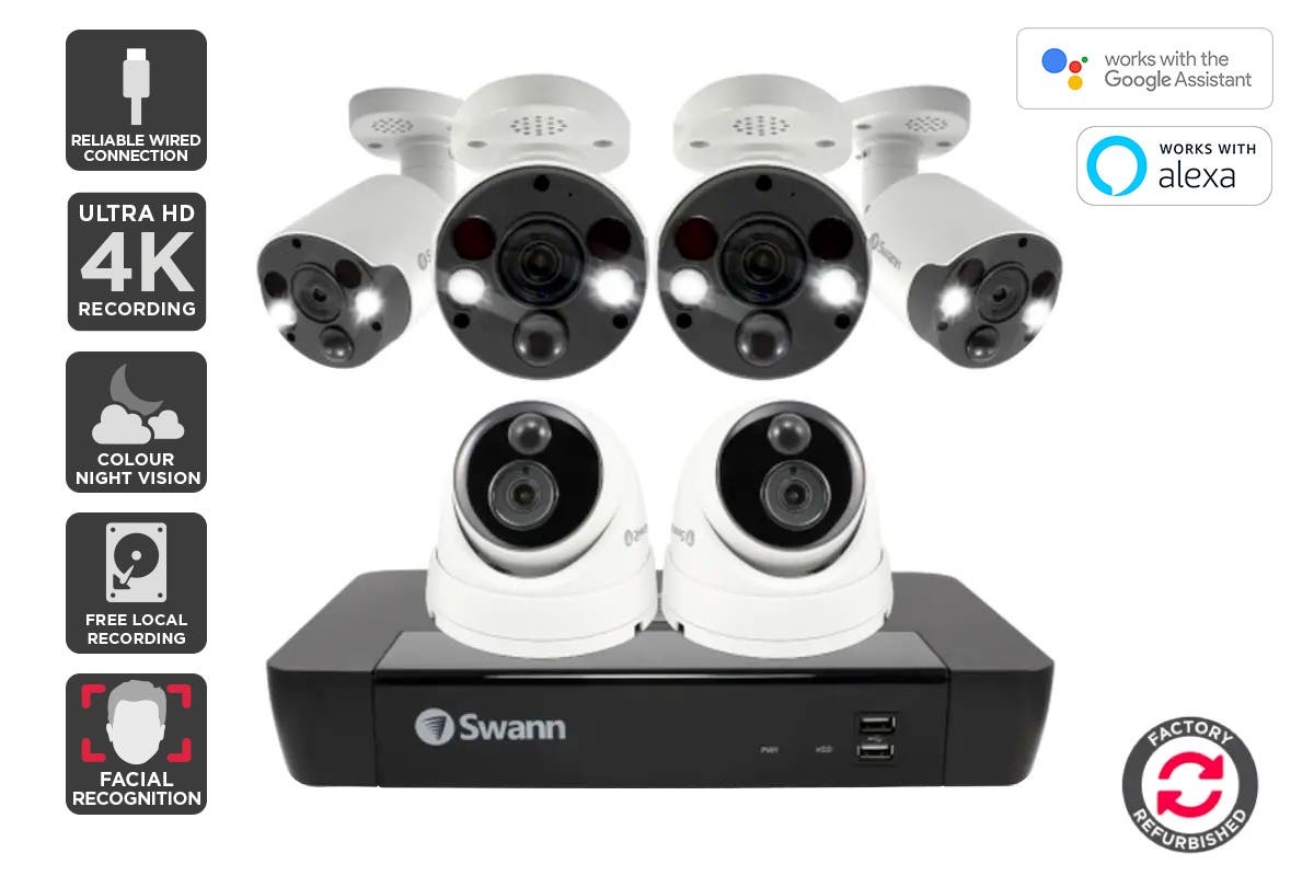 Swann 8 Channel NVR with 6 x 4K Ultra HD Heat & Motion Detection ...