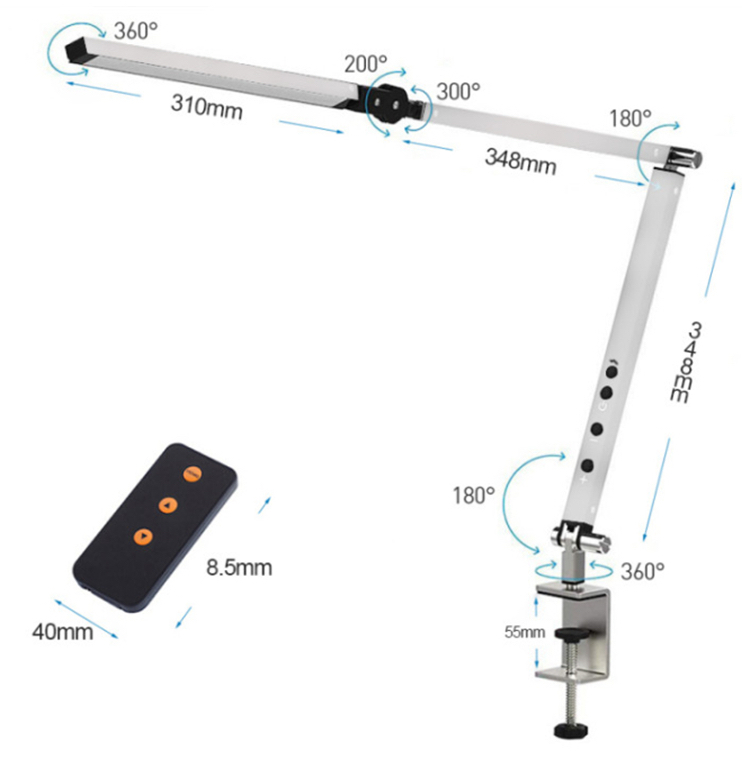 LED Swing Arm Lamp Desk Mount with Clamp - Silver | at Mighty Ape NZ