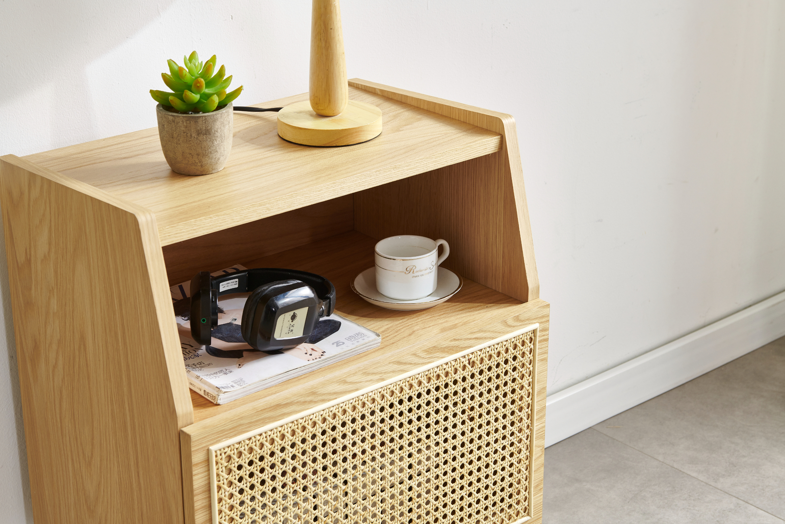 Buy Fraser Country Natural Rattan Bedside Table with Wooden Legs at ...