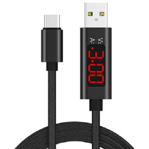 Voltage & Current Display USB Type-C Fast Charging Cable - (Black) | at ...