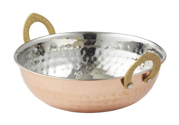 Davis & Waddell: Stainless Steel & Copper Balti Dish With Brass Handles ...