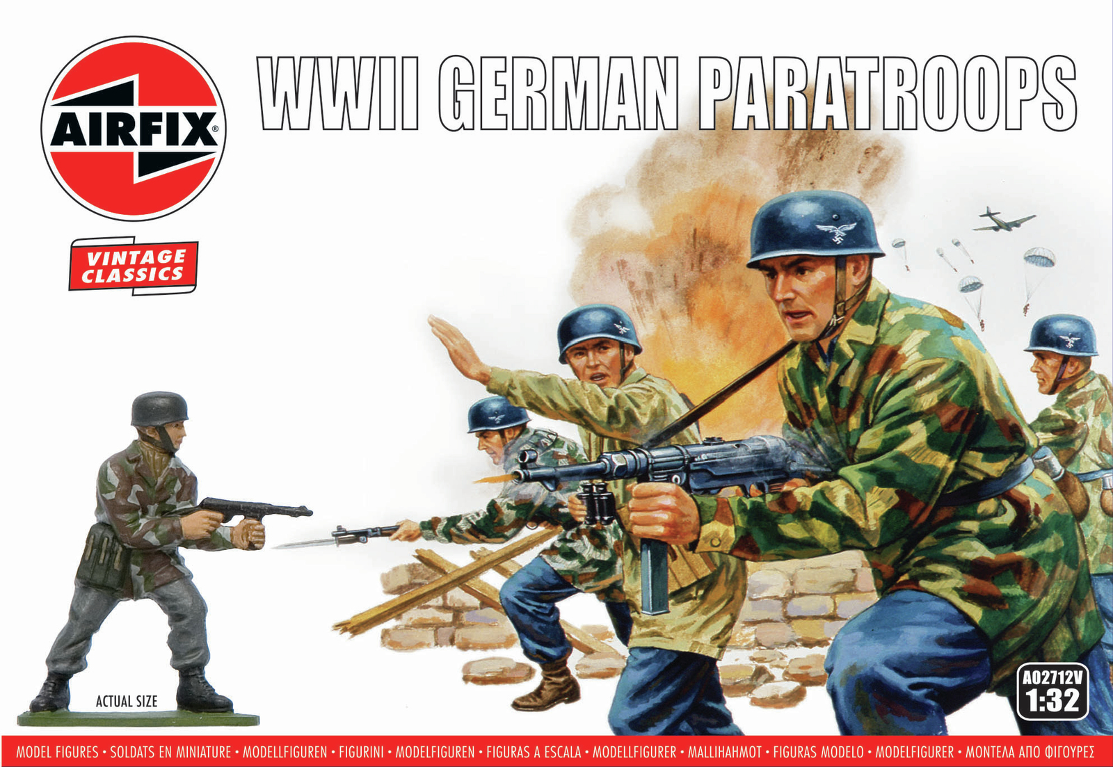 Airfix: 1:32 Vintage Classics WWII German Paratroops - Scale Figures ...