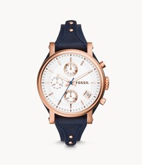 Fossil: Original Boyfriend Chronograph Watch - Navy Leather | Women's ...